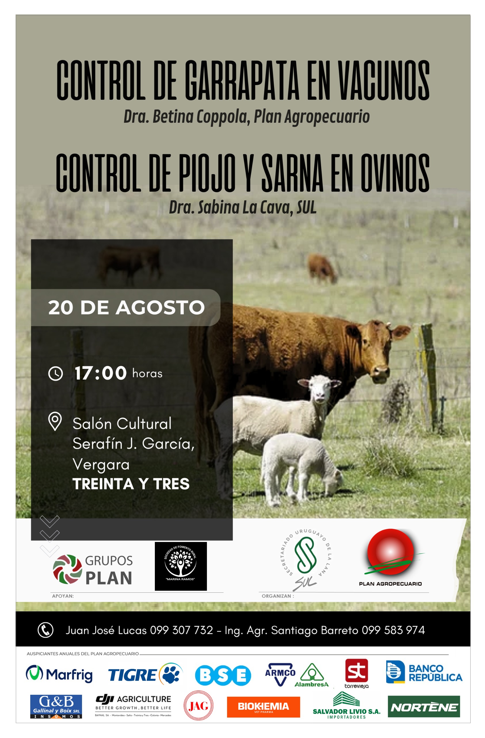 Control de: GARRAPATA en vacunos y PIOJO y SARNA en ovinos